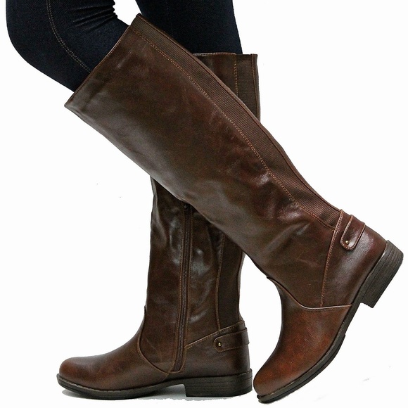 Shoes | New Brown Elastic Western Knee High Riding Boots | Poshmark